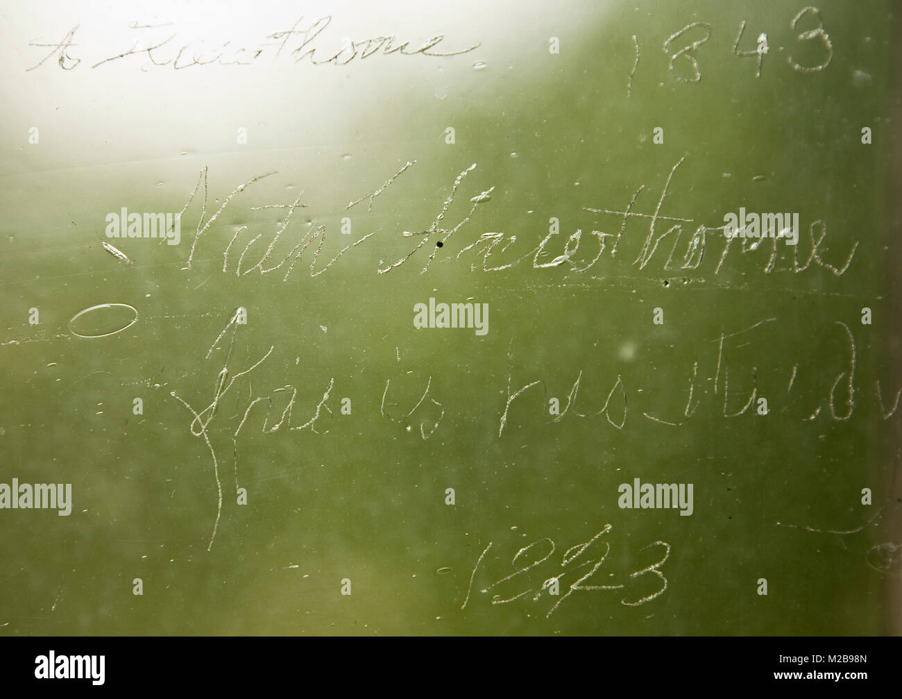 Poems etched in glass by Nathaniel Hawthorne,The Old Manse,Concord MA ...