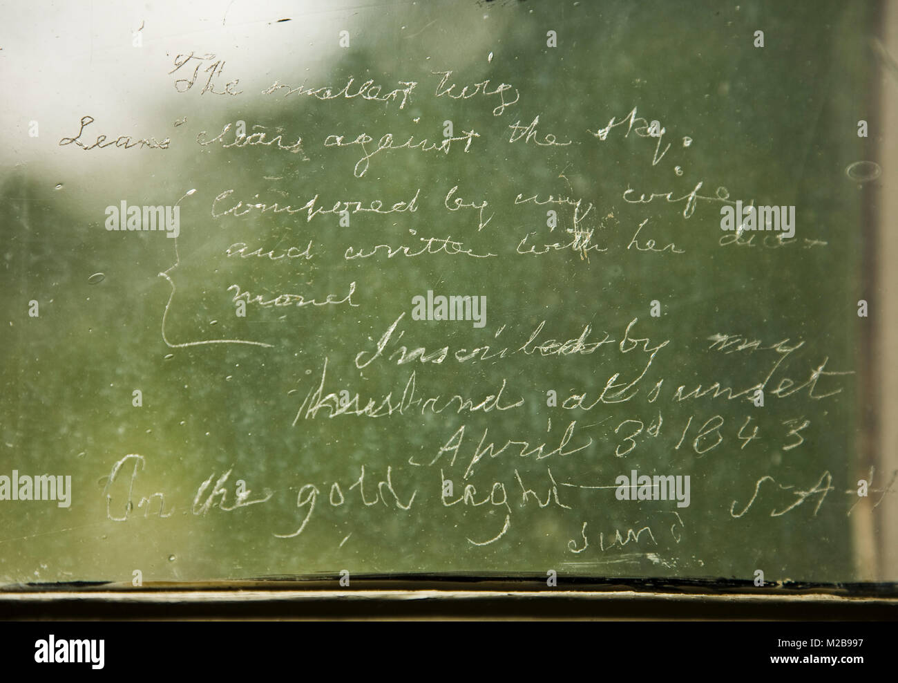 Poems etched in glass by Nathaniel Hawthorne,The Old Manse,Concord MA ...
