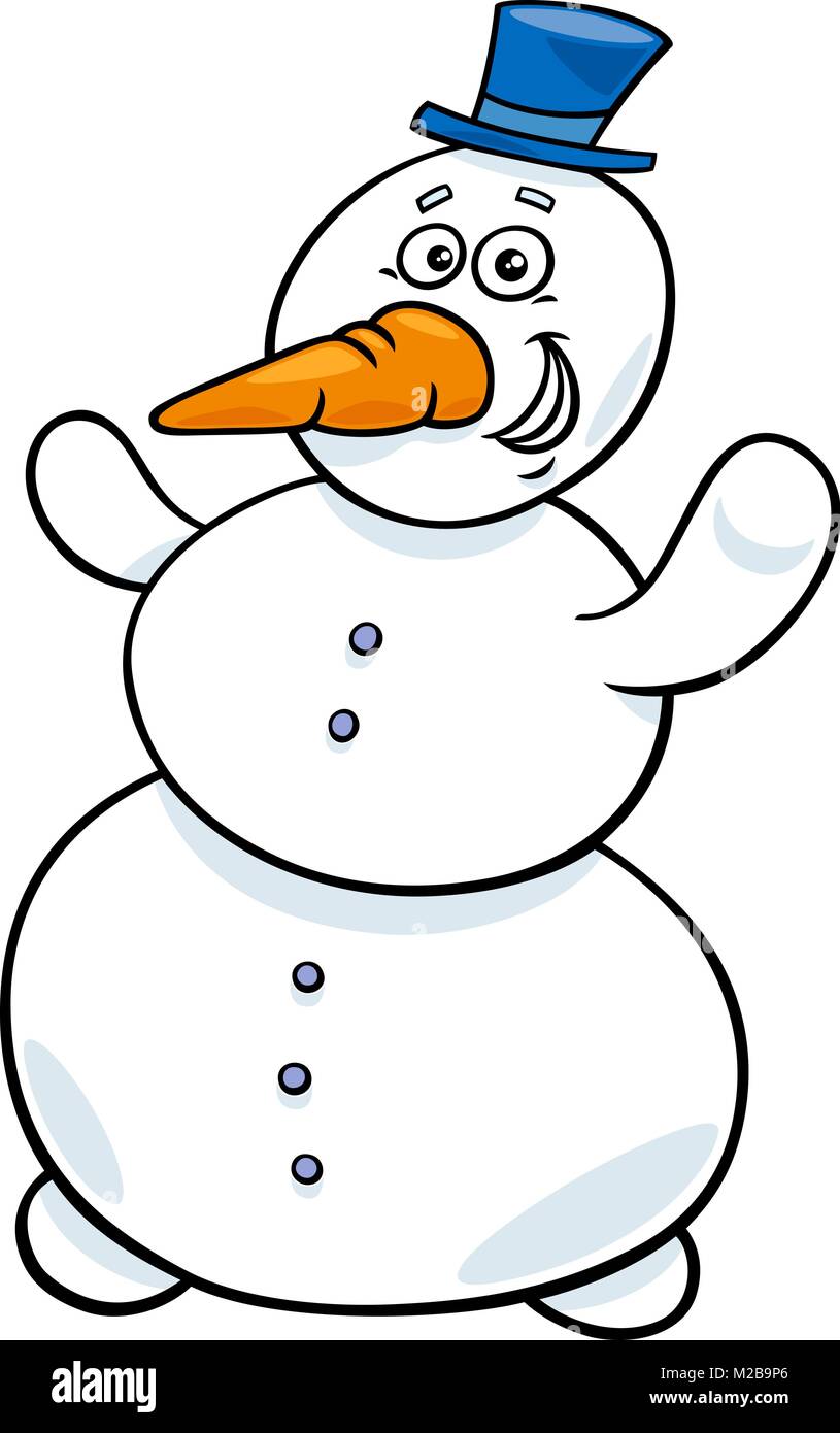 Cartoon Illustration of Happy Comic Snowman Fantasy Character Stock ...