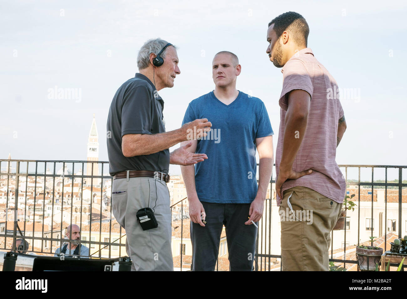 THE 15:17 TO PARIS, from left: director Clint Eastwood, Spencer Stone ...
