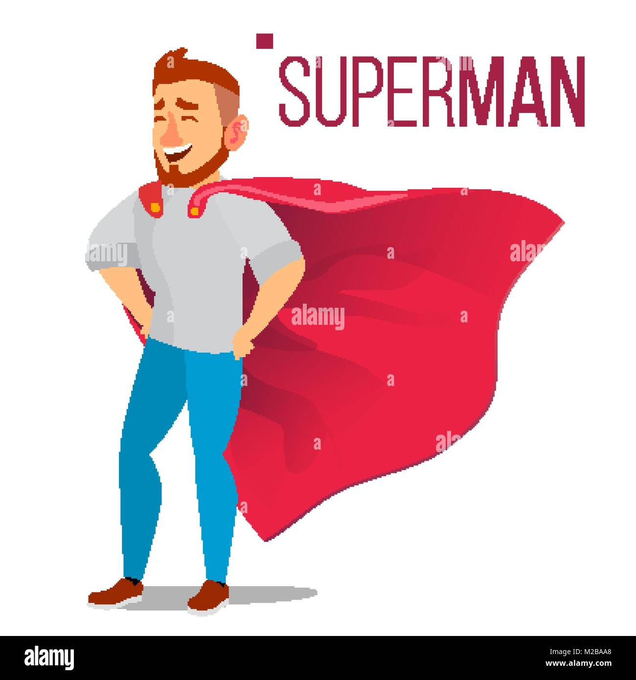 Superhero Businessman Character Vector. Red Cape. Successful Business ...