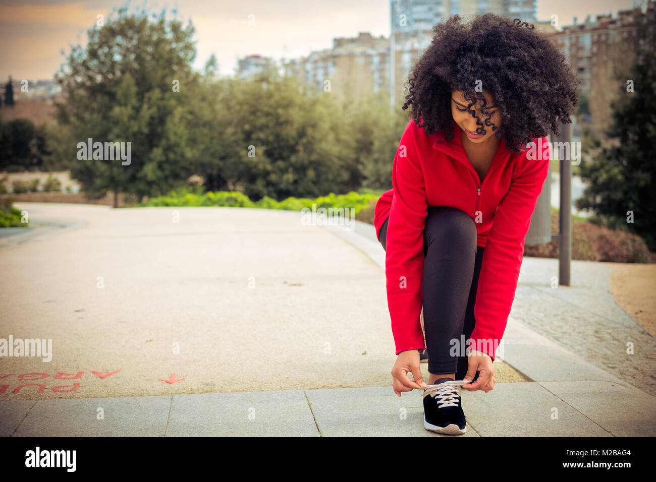 BEAUTIFUL ATHLETE WOMAN RUNNING IN MADRID RIO Stock Photo - Alamy