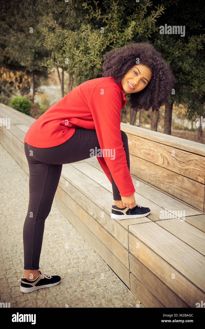 BEAUTIFUL ATHLETE WOMAN RUNNING IN MADRID RIO Stock Photo - Alamy