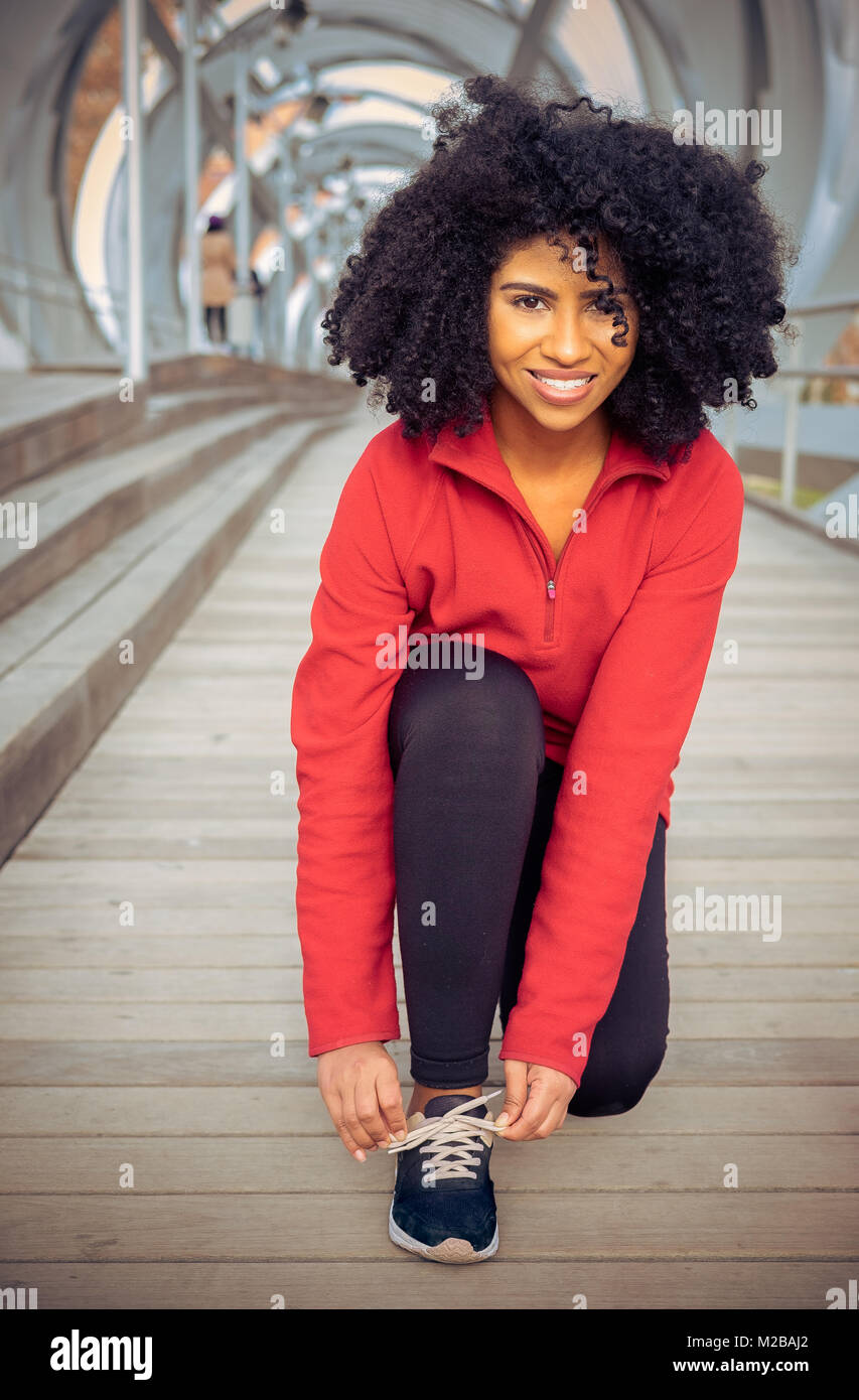 BEAUTIFUL ATHLETE WOMAN RUNNING IN MADRID RIO Stock Photo - Alamy