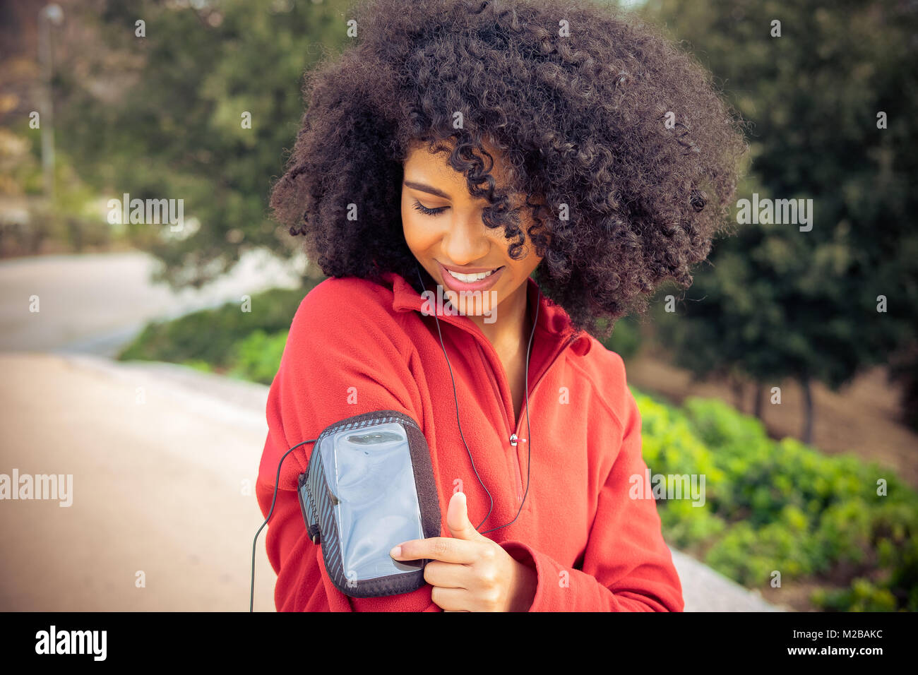 BEAUTIFUL ATHLETE WOMAN RUNNING IN MADRID RIO Stock Photo - Alamy