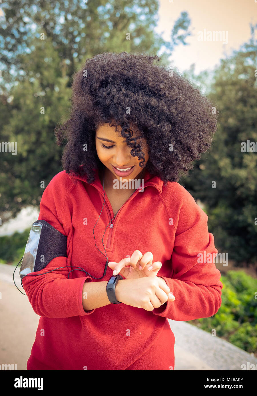 BEAUTIFUL ATHLETE WOMAN RUNNING IN MADRID RIO Stock Photo - Alamy
