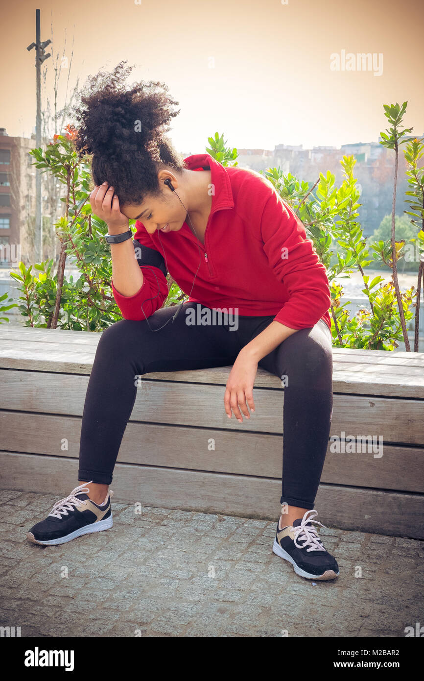 BEAUTIFUL ATHLETE WOMAN RUNNING IN MADRID RIO Stock Photo - Alamy