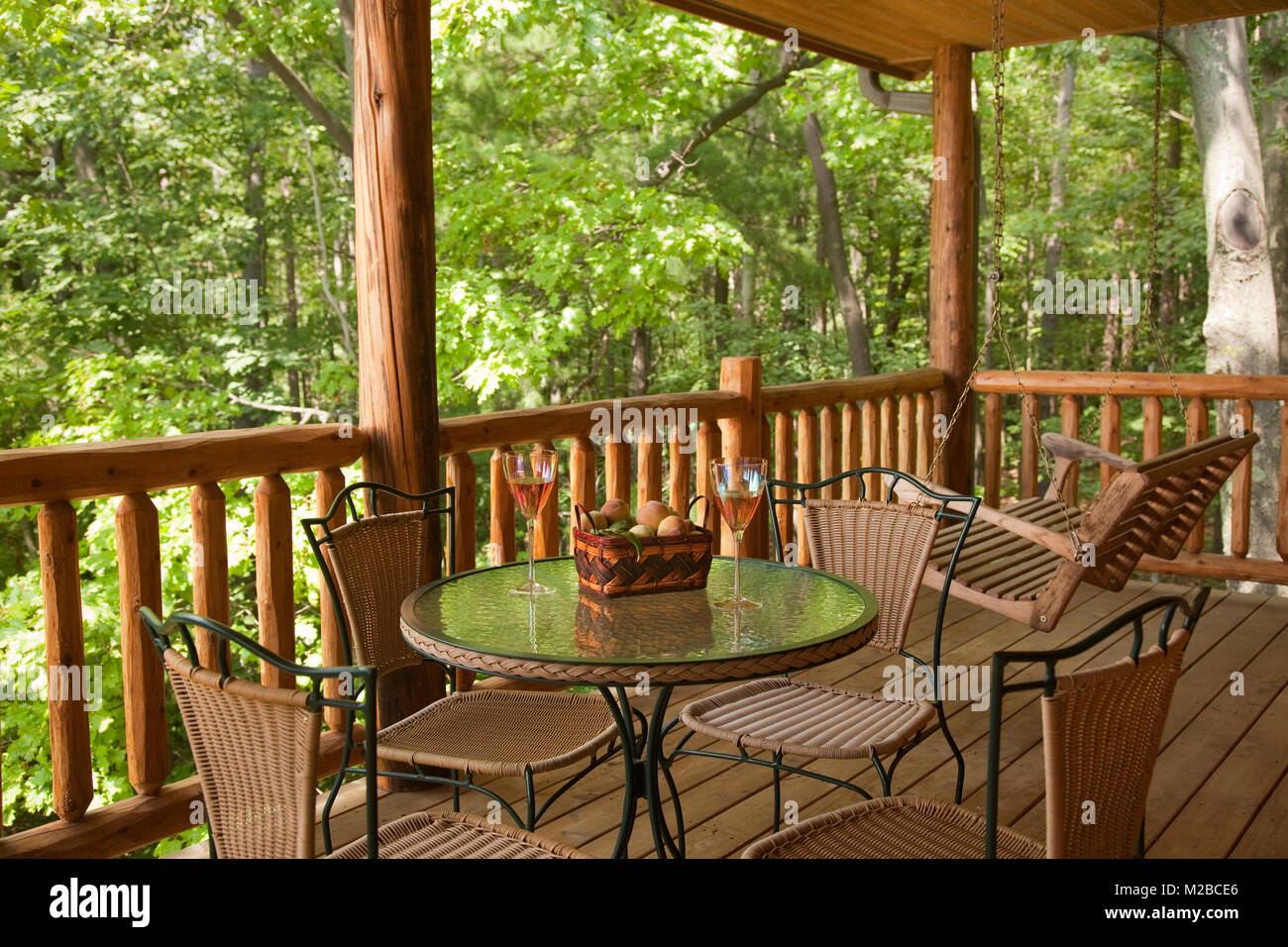 Deck with Wine Chanticleer Inn,Door County,Wisconsin Stock Photo - Alamy