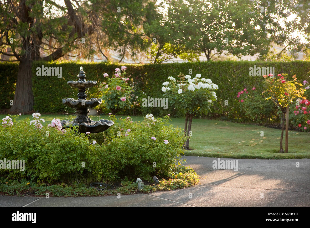 Gardens and Fountain,Churchill Manor Inn,Napa,California Stock Photo ...