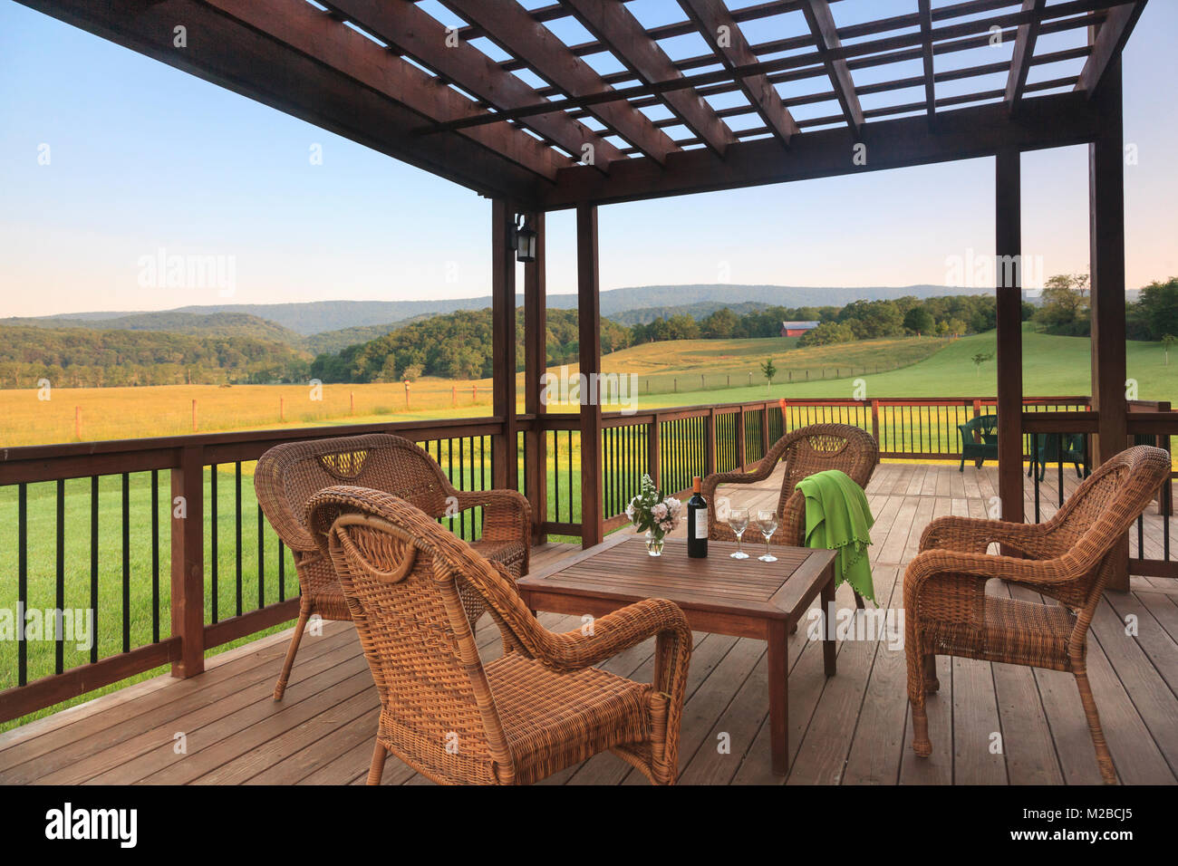 Deck at Fort Lewis Lodge,Bath County,Virginia Stock Photo - Alamy