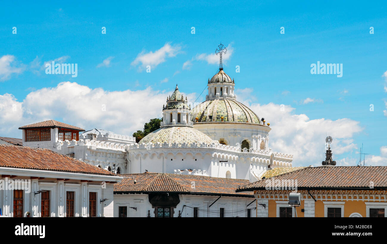 The domes of Santo Domingo Church in the city of Quito in Ecuador ...