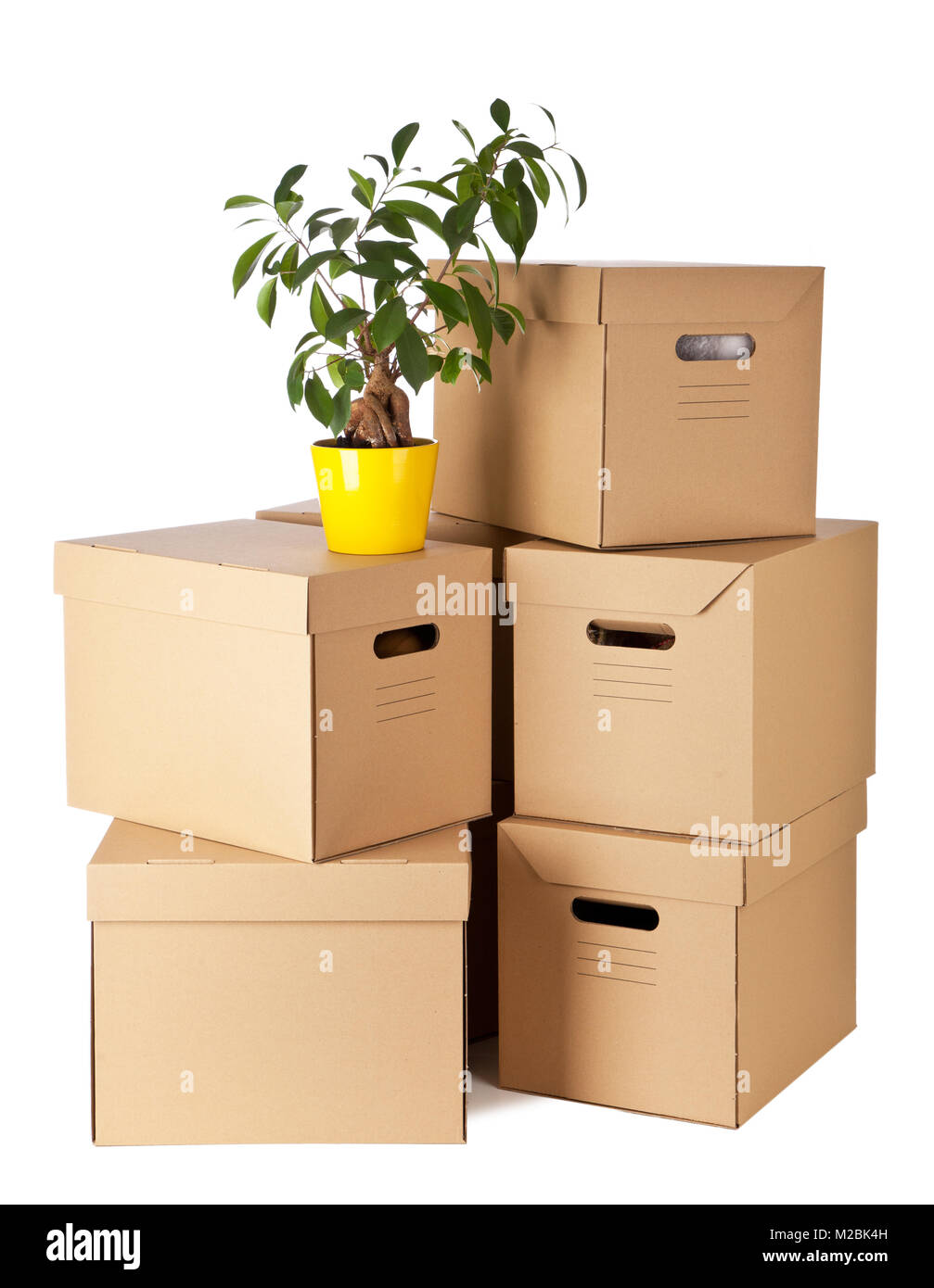 Cardboard boxes on white background Stock Photo - Alamy