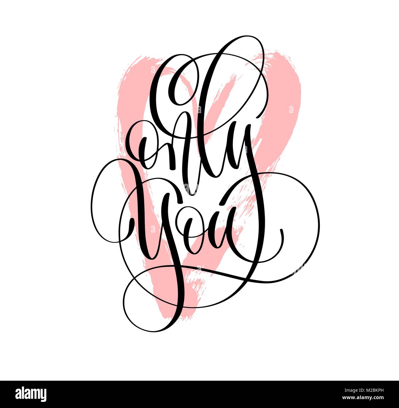 only you - hand lettering inscription text on pink Stock Vector Image ...