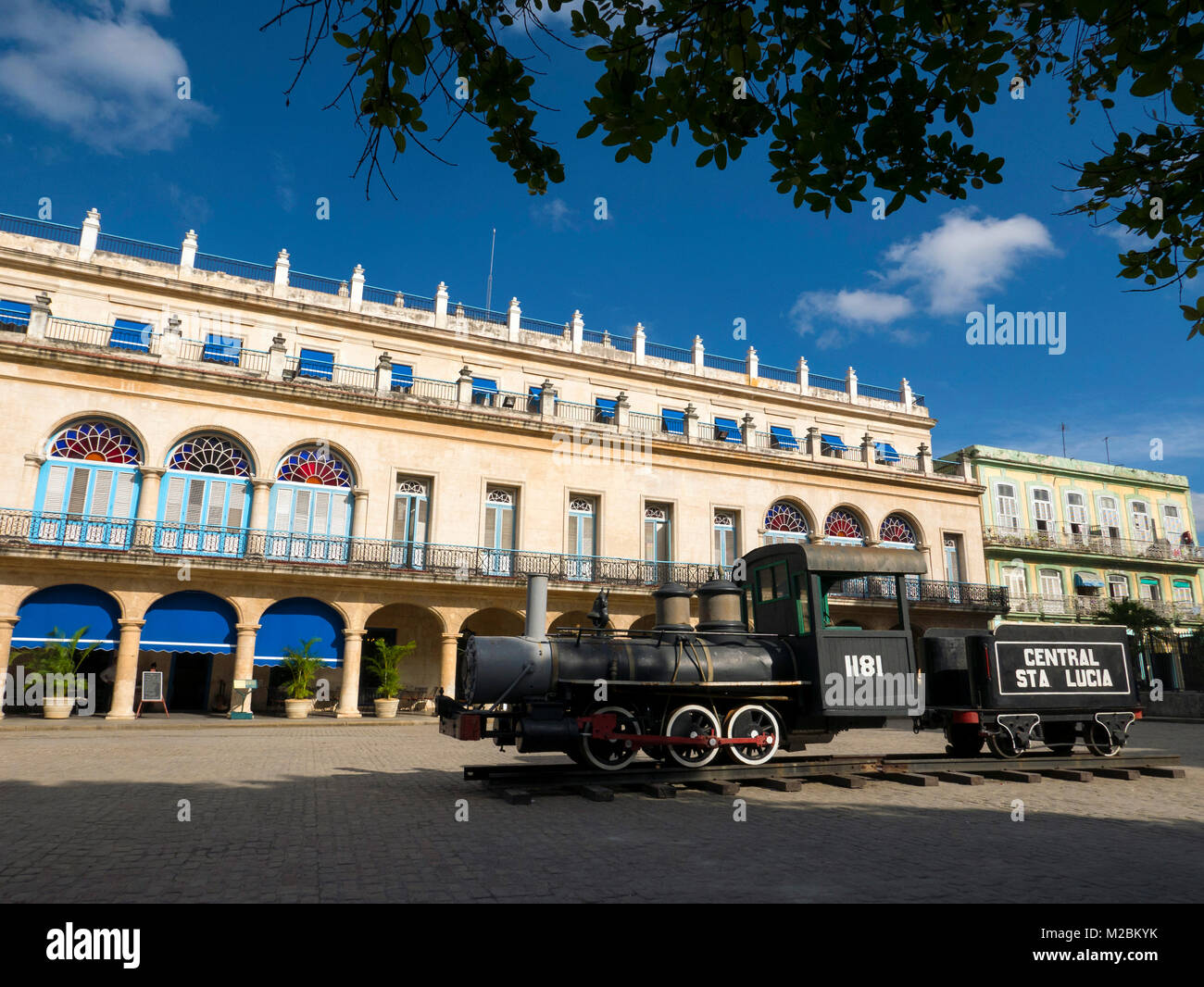 Restored Vintage Steam Train on Plaza Armas, Havana, Cuba Stock Photo ...