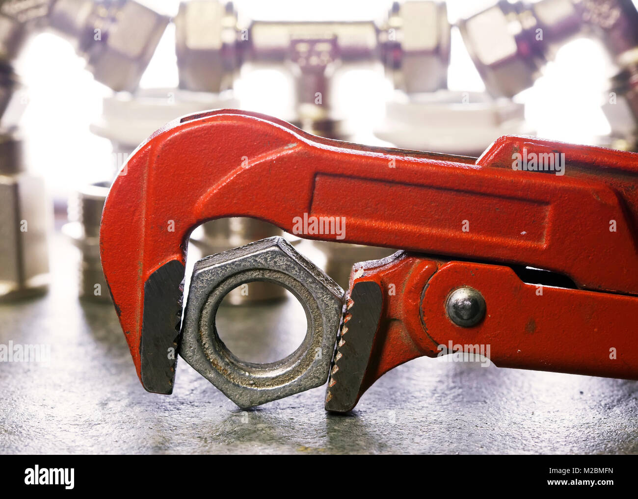 Adjust wrench power grip and elements of water and gas shutoff valves ...