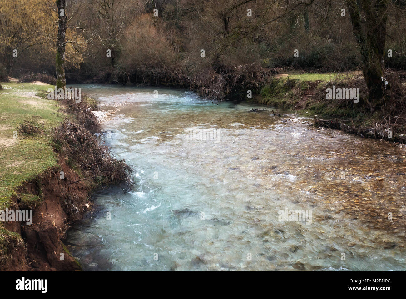 The river Aniene, in the municipality of Trevi nel Lazio, Italy. The ...