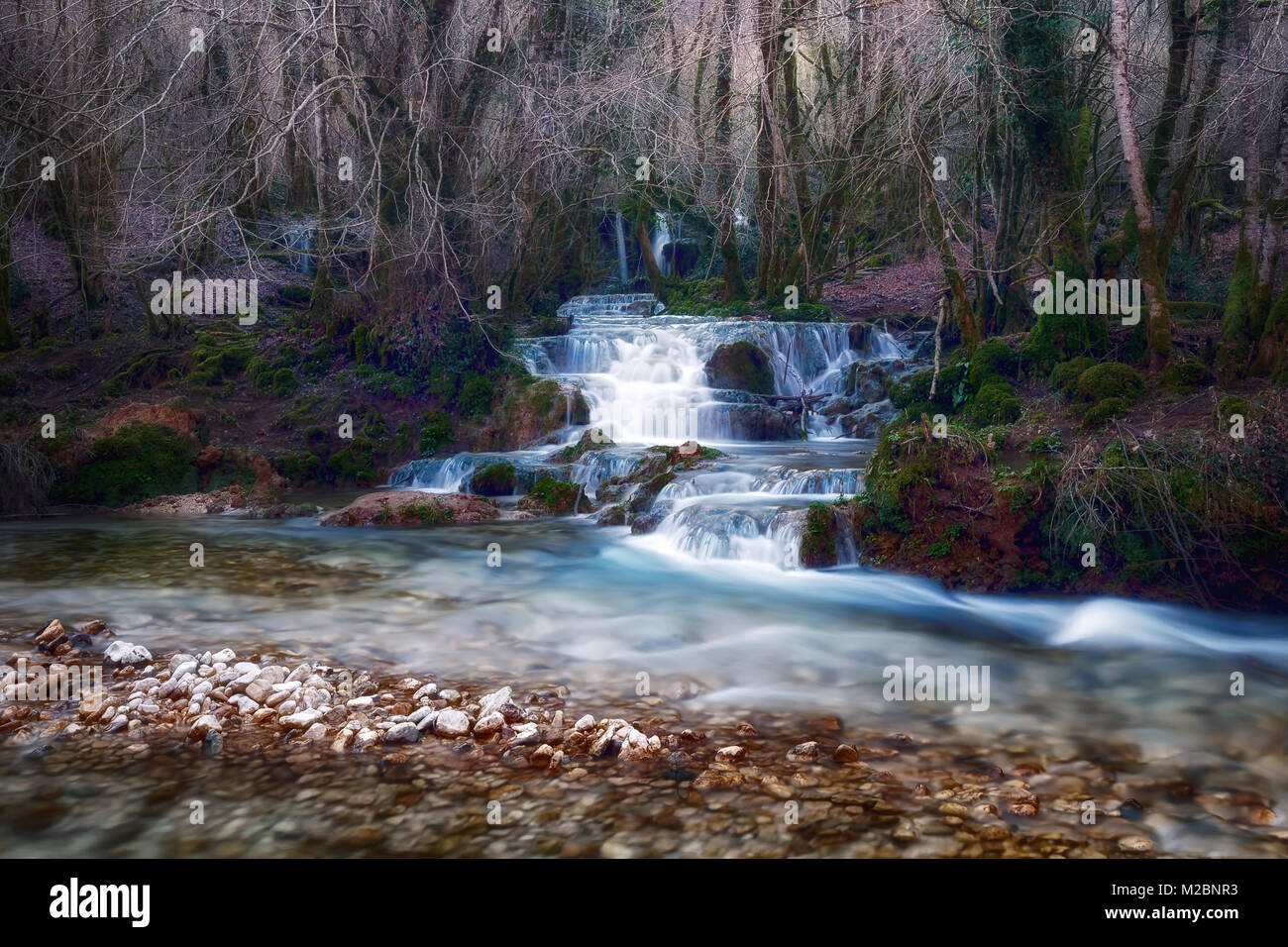Waterfalls near the source of the river Aniene, in the municipality of ...