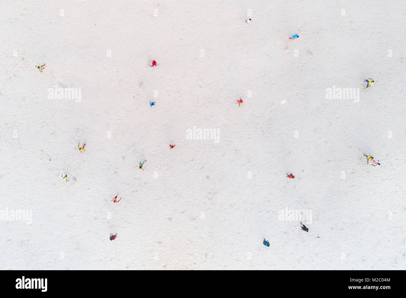 Aerial view of sandy football pitch with players in Africa Stock Photo ...