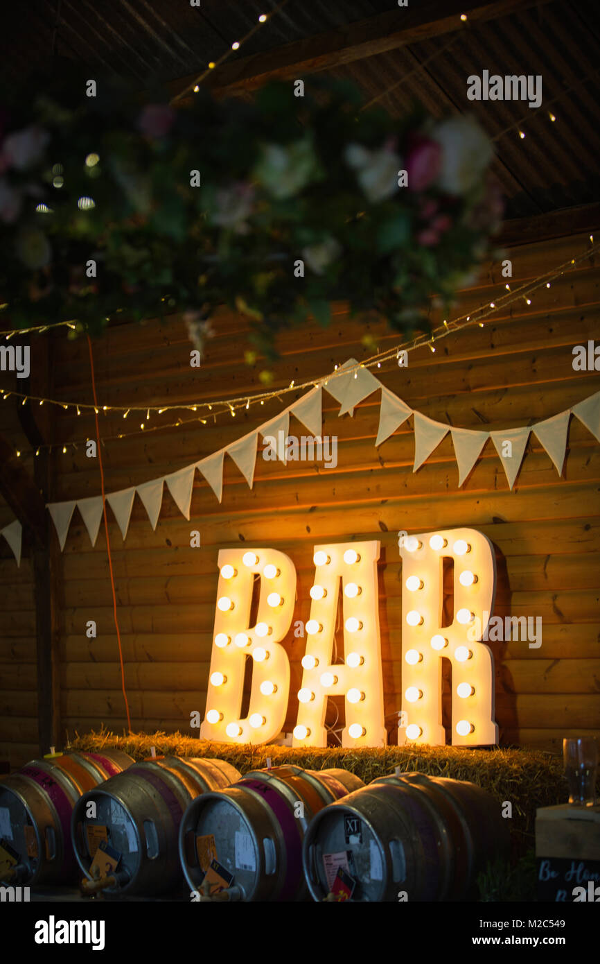Illuminated bar sign at party Stock Photo - Alamy