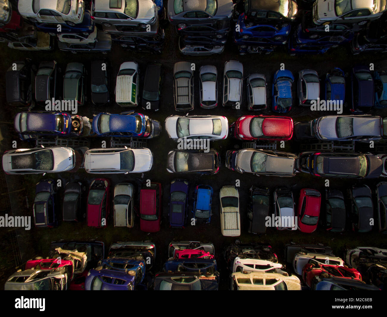 Piled up scrap cars hi-res stock photography and images - Alamy