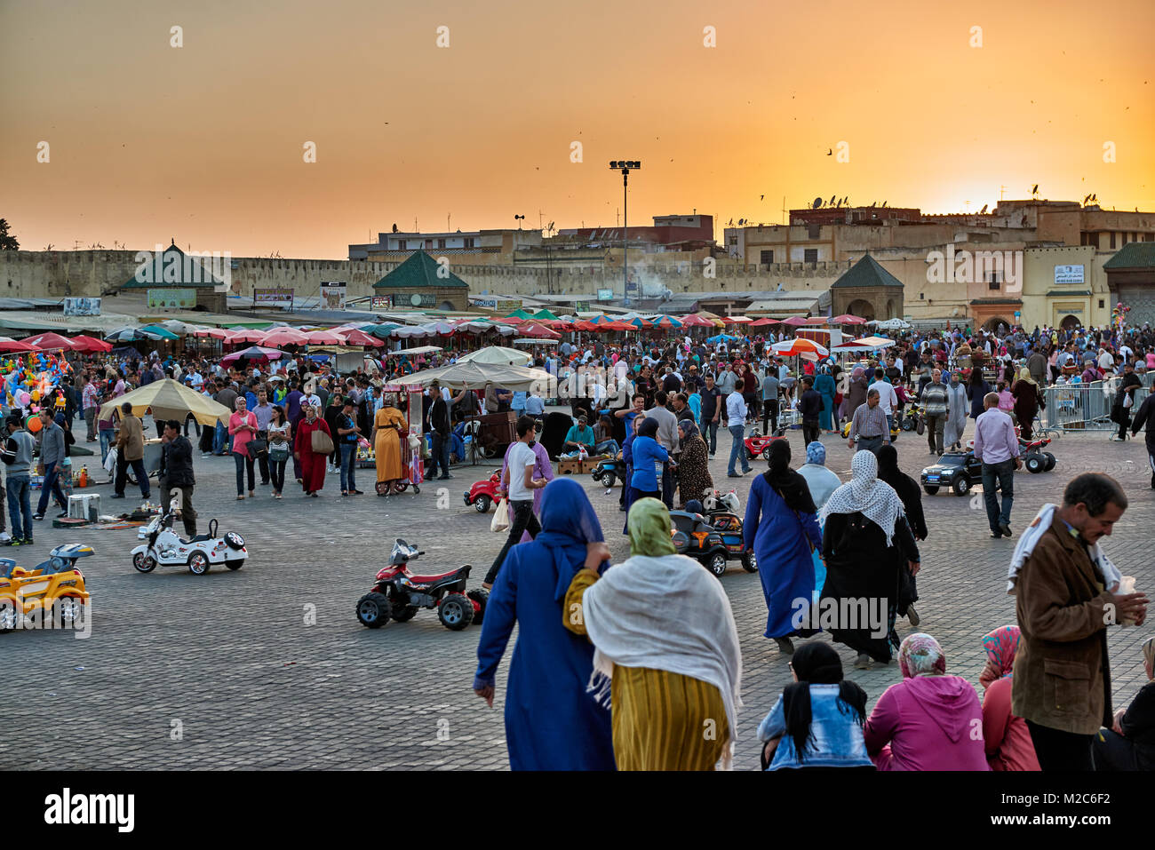 people on Lahdim Square at sunset, Meknes, Morocco, Africa Stock Photo - Alamy