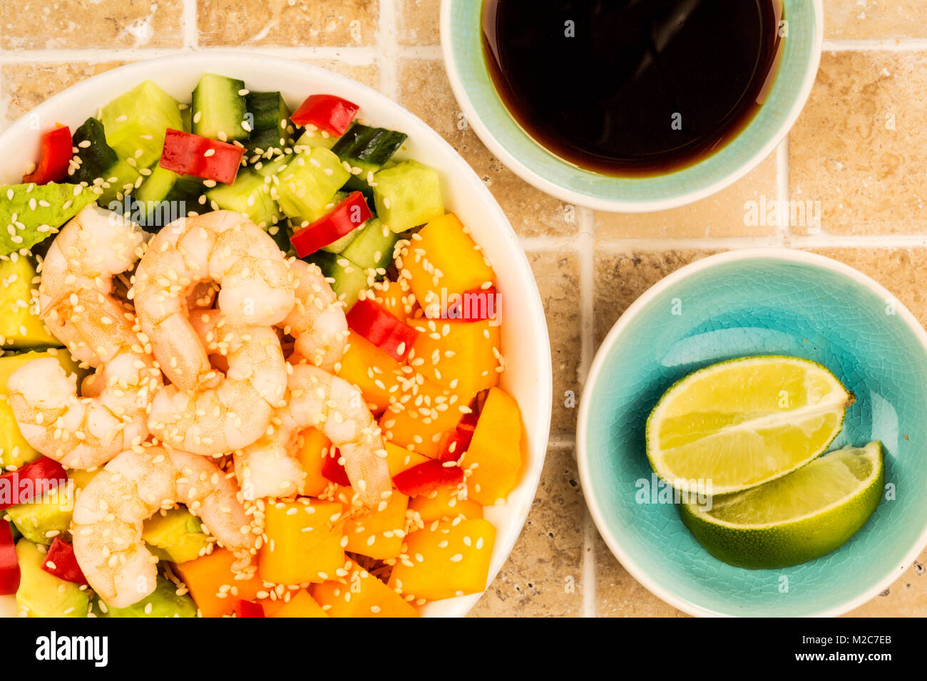 Hawaiian Shrimp or Prawn Poke Bowl With Sweet Potatoes Avocado And ...