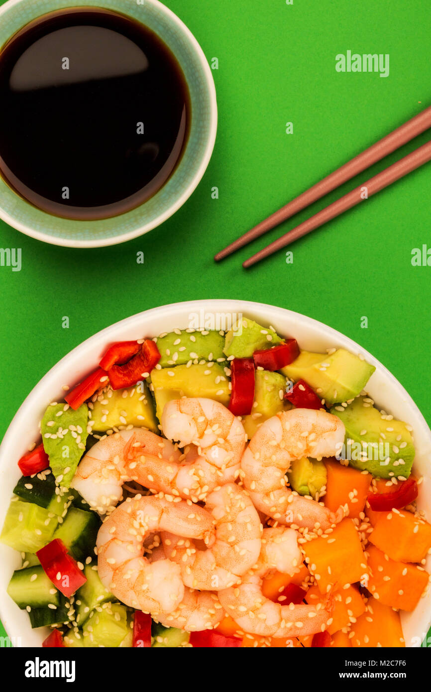 Hawaiian Shrimp or Prawn Poke Bowl With Sweet Potatoes Avocado And ...