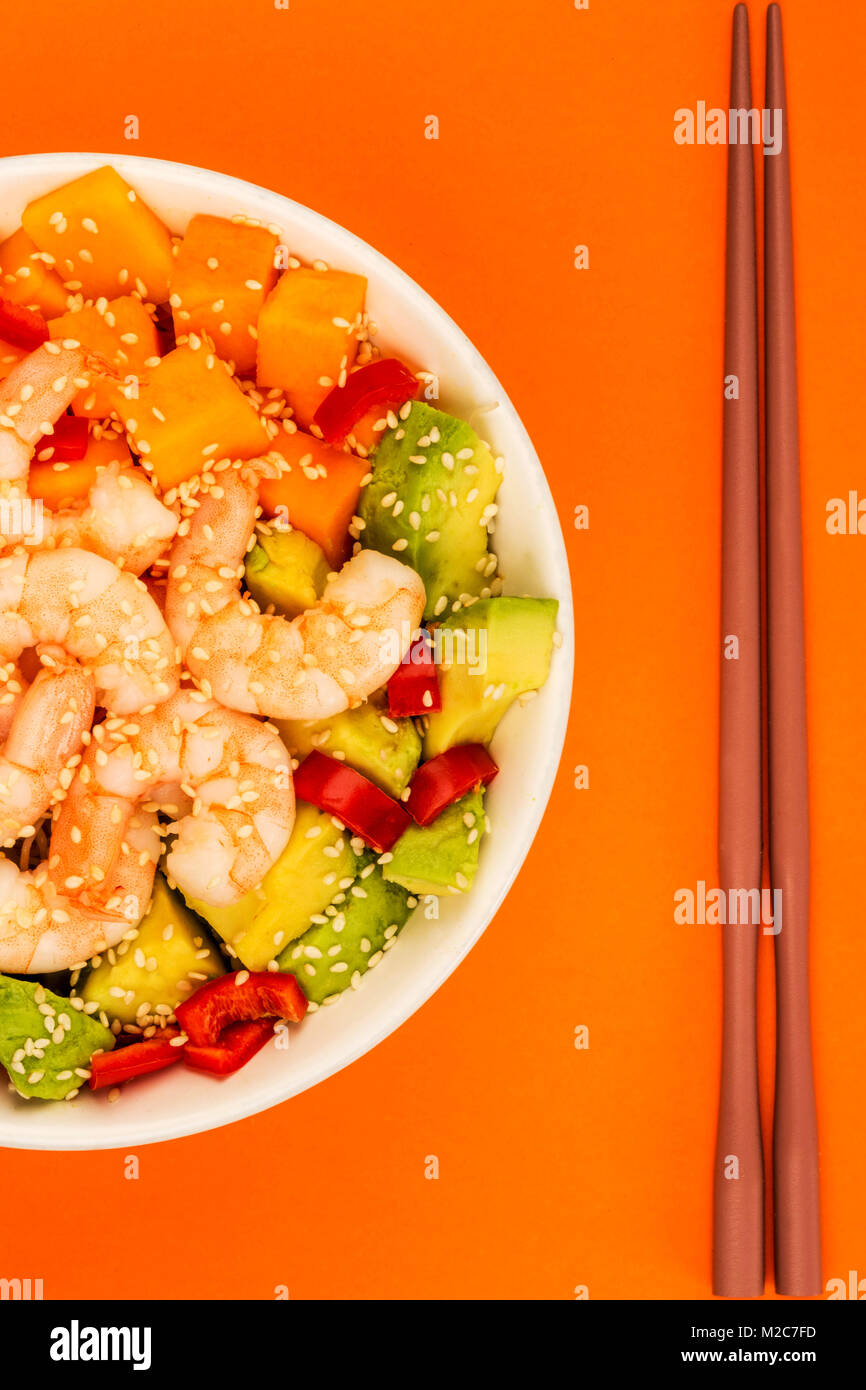Hawaiian Shrimp or Prawn Poke Bowl With Sweet Potatoes Avocado And ...