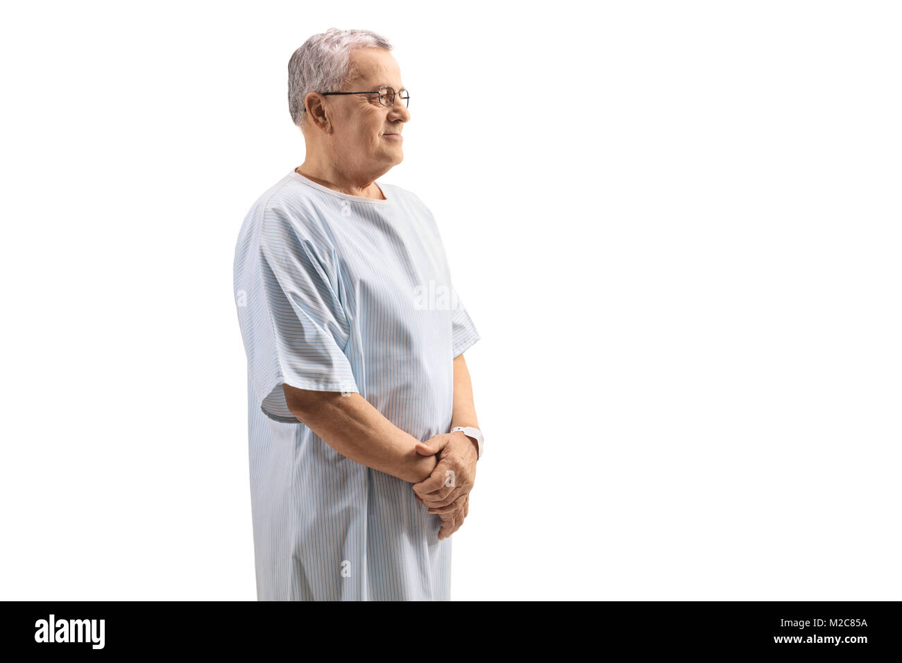 Elderly patient isolated on white background Stock Photo - Alamy