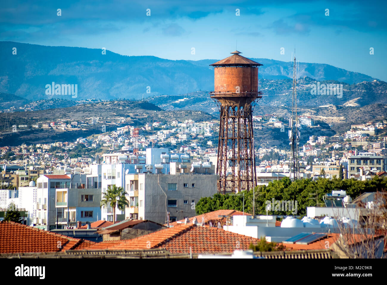 Limnassol water tower, view over town. Cyprus Stock Photo - Alamy