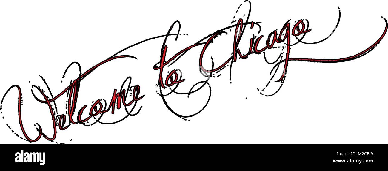 Welcome to Chicago text sign illustration on white background Stock ...