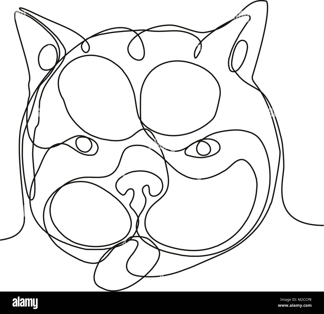 Continuous line drawing illustration of head of a french bulldog or ...
