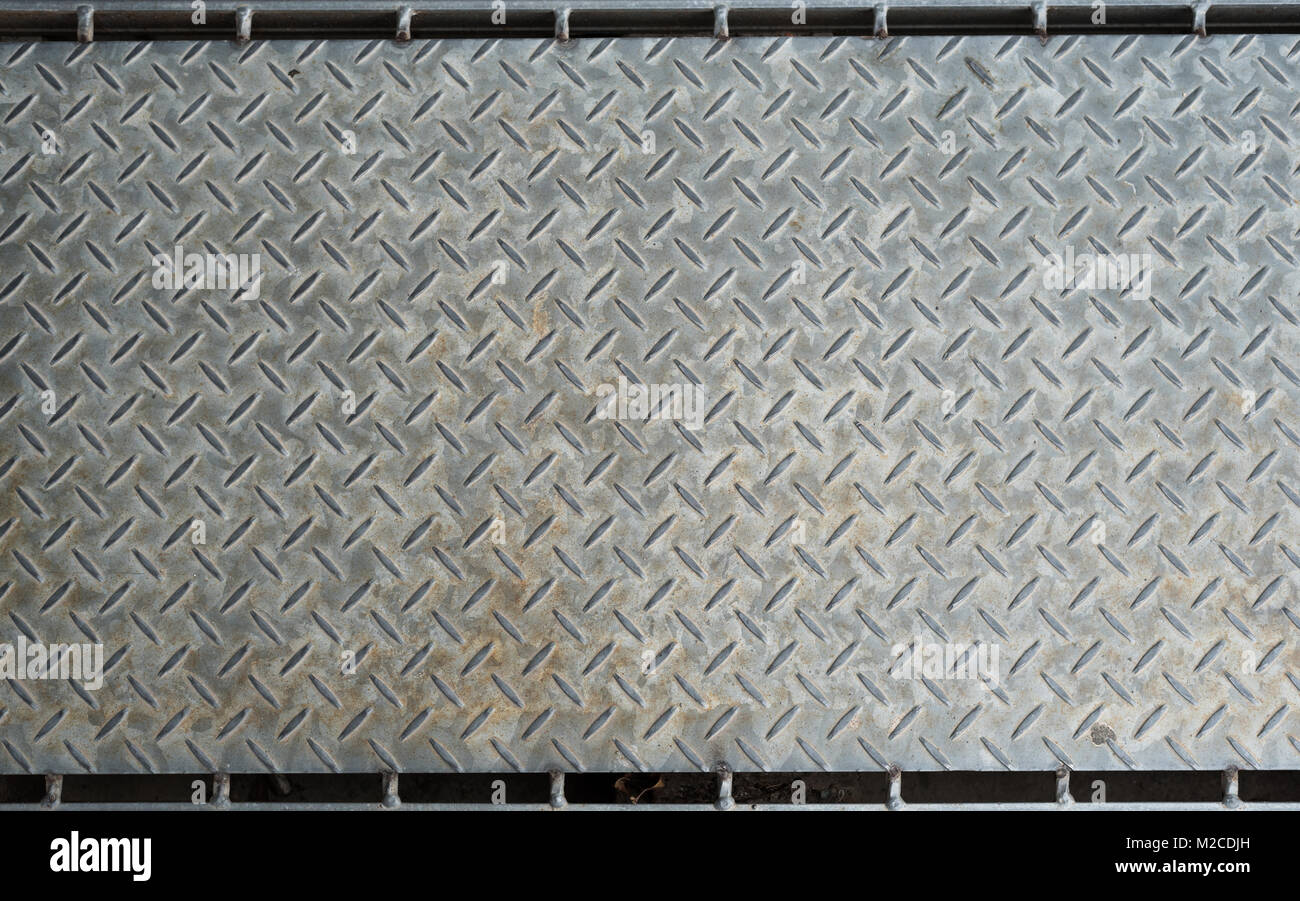 texture background of grungry old weathered metal diamond plate with ...