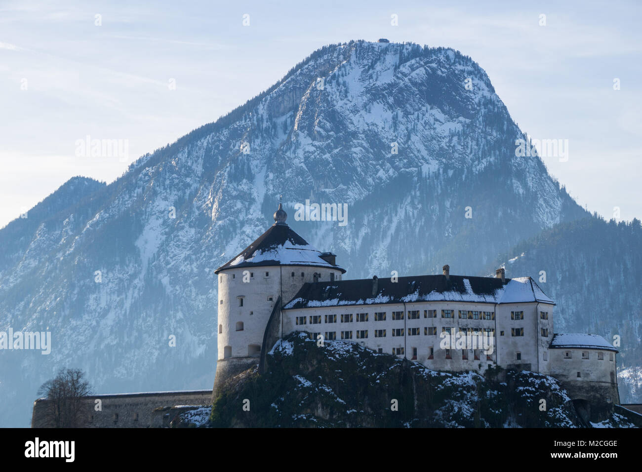 The medieval fortress of Kufstein stands on a hill at the border of ...