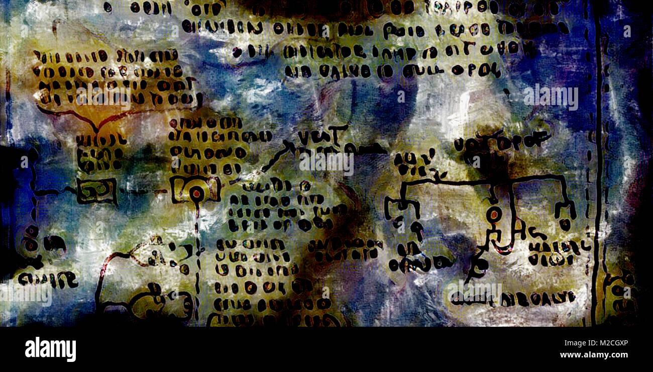 Muted Abstract Painting with Blueprint. 3D rendering Stock Photo - Alamy