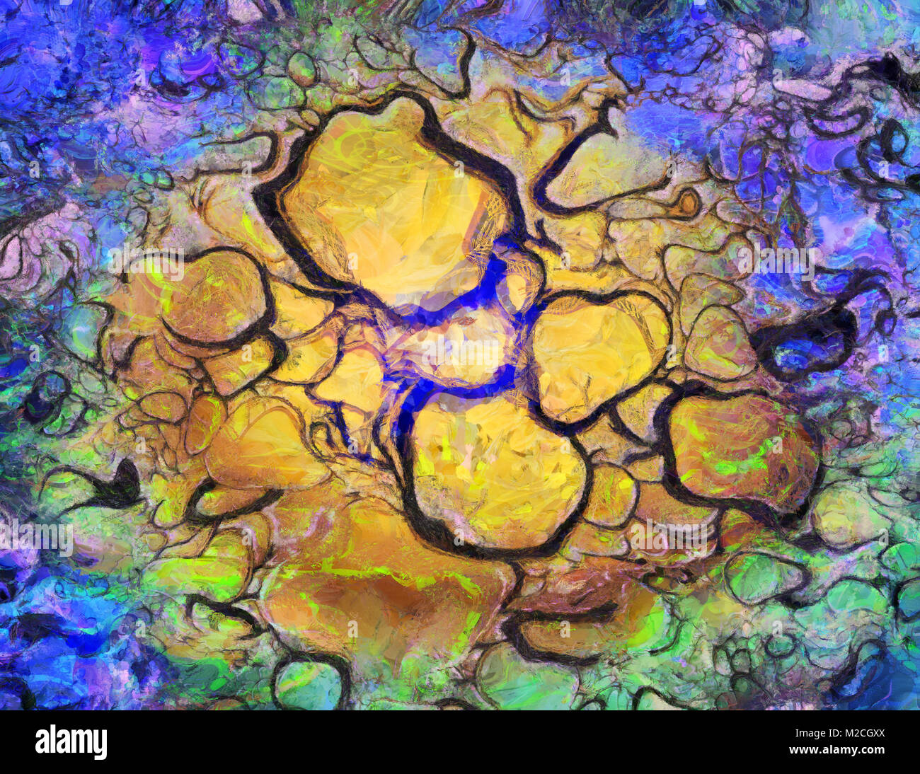 Colorful Abstract Swirling Lines Painting. 3D rendering Stock Photo - Alamy