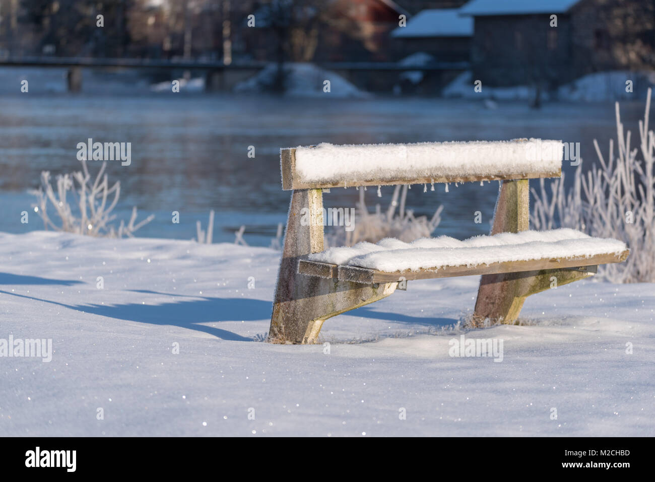 Winter Bench Cold Frozen Ice Icy Rural Snow High Resolution Stock ...