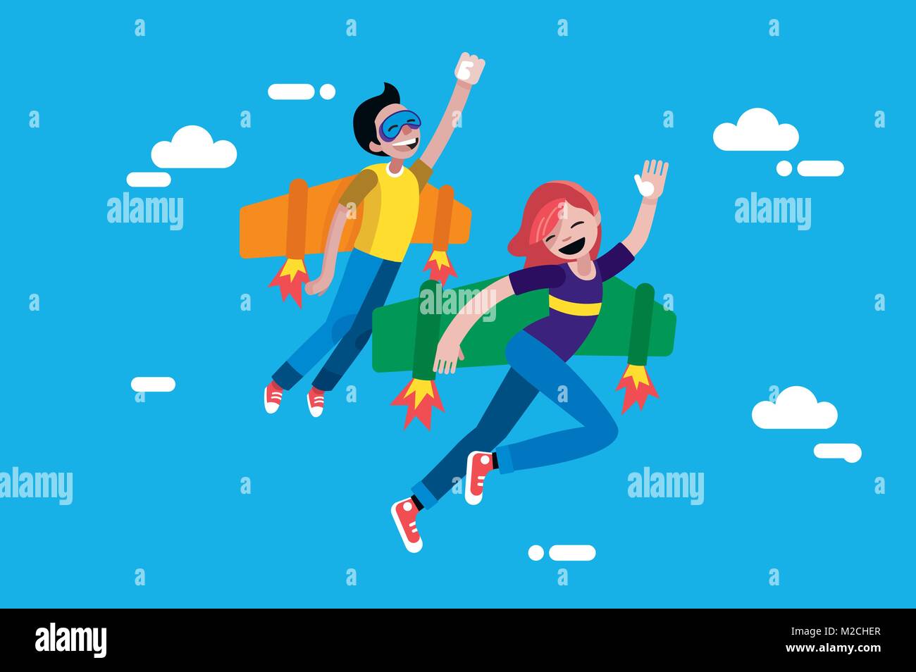 Cartoon child flying with wings hi-res stock photography and images - Alamy