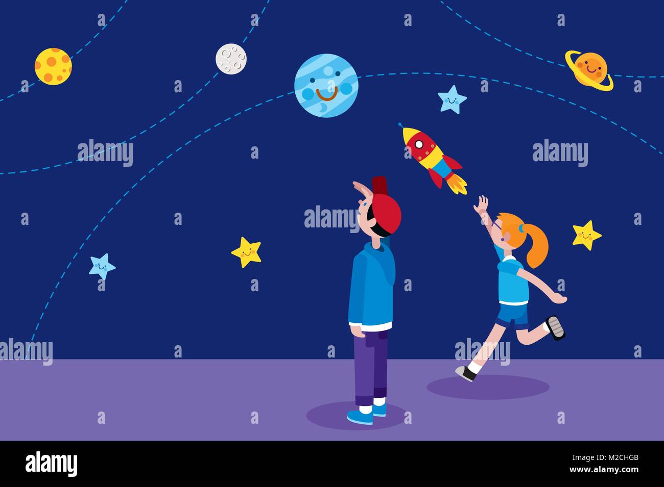 Couple looking at stars Stock Vector Images - Alamy