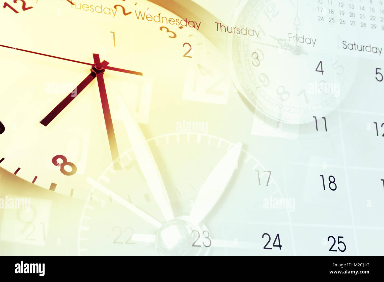 Clocks and calendar page composite Stock Photo - Alamy