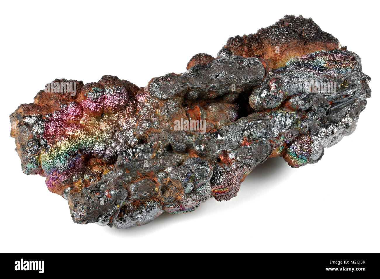 iridescent goethite from Tharsis/ Spain isolated on white background ...