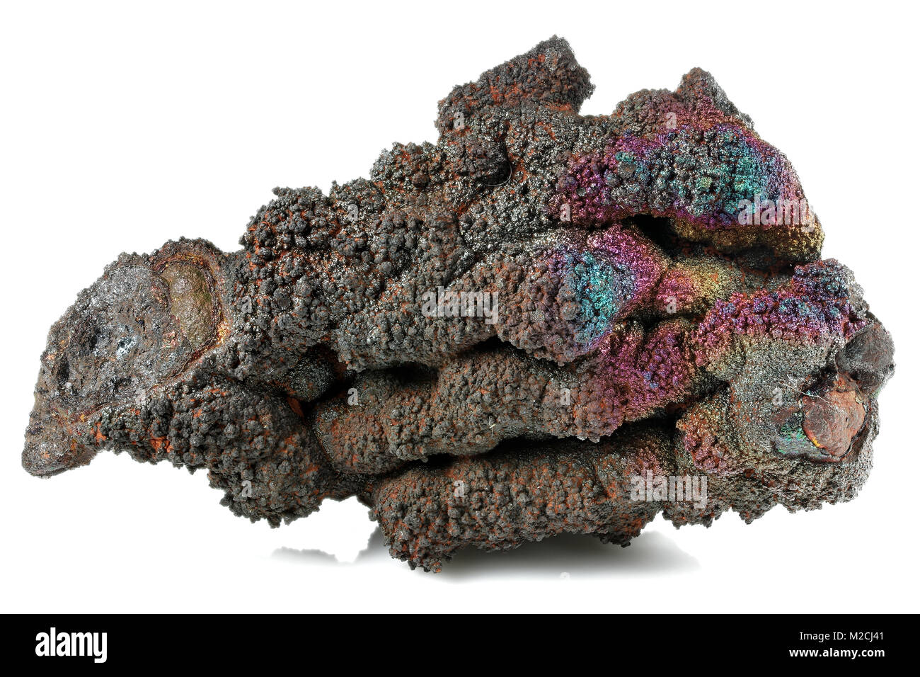 iridescent goethite from Tharsis/ Spain isolated on white background ...