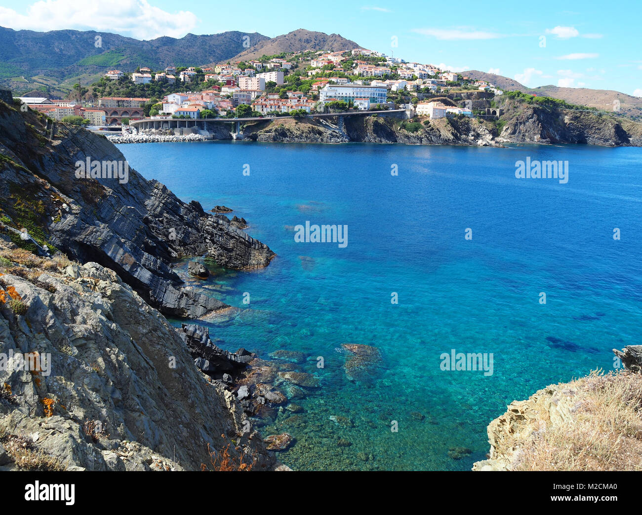 Landscape of the city and the coast in Cerbere, France Stock Photo - Alamy