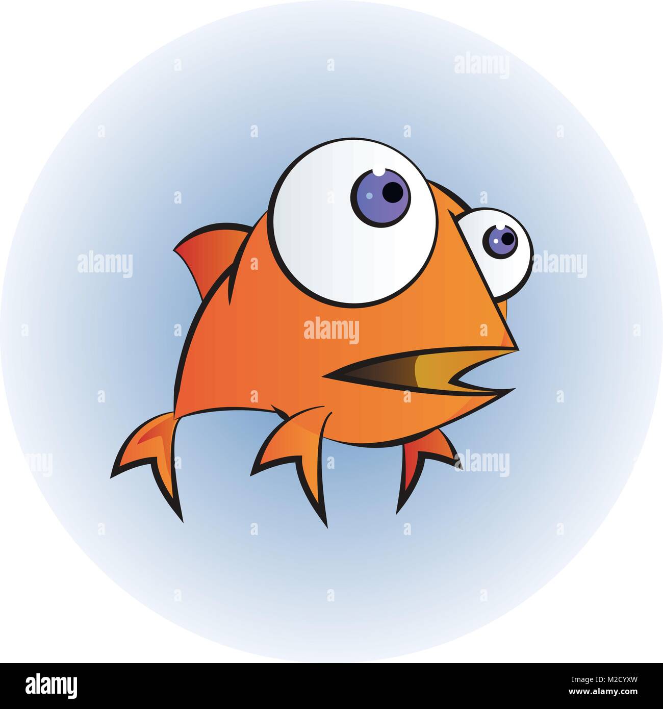 An illustration of a happy goldfish cartoon character waving Stock ...