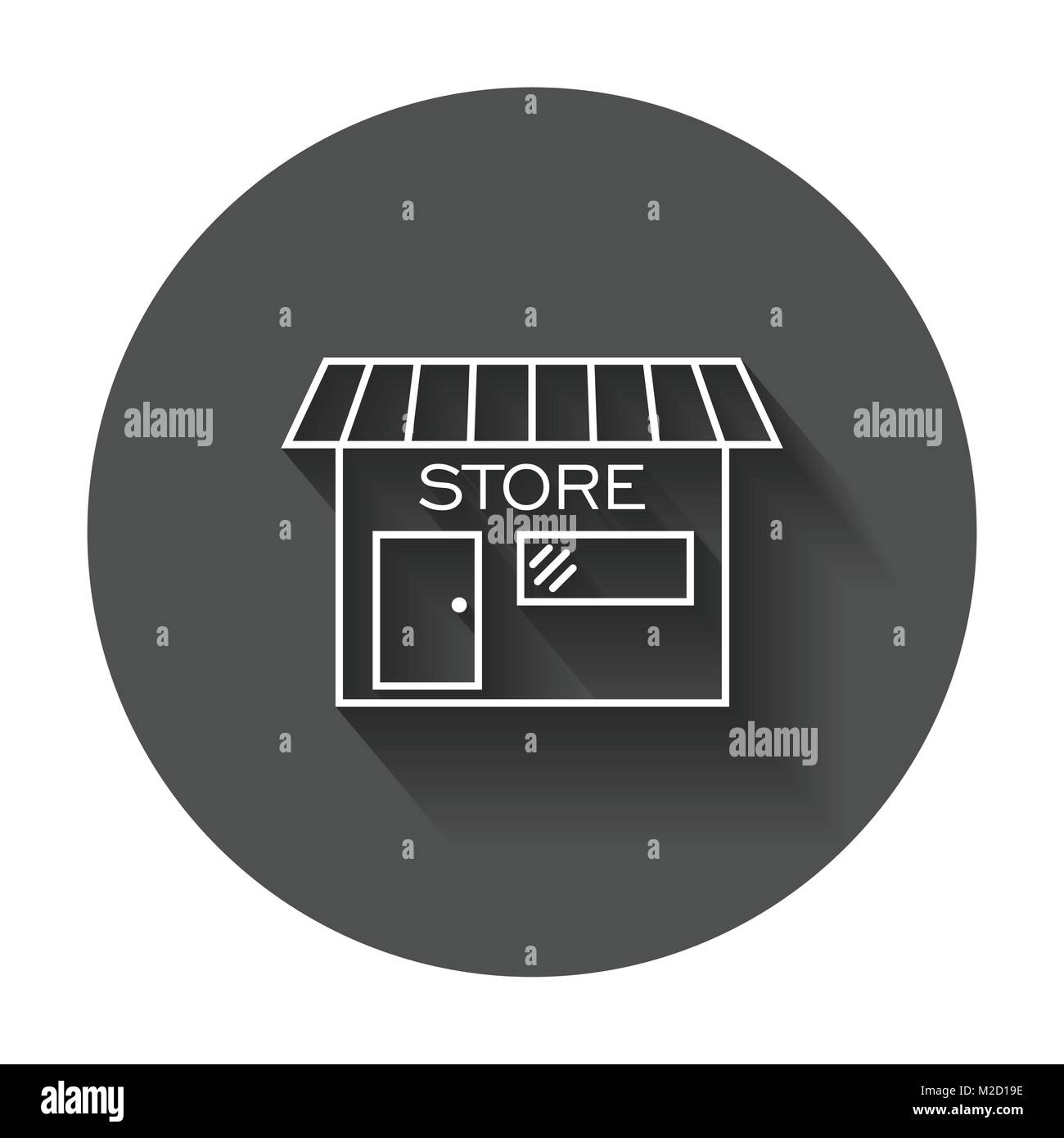 Store icon vector illustration in flat style. Shop symbol with long ...