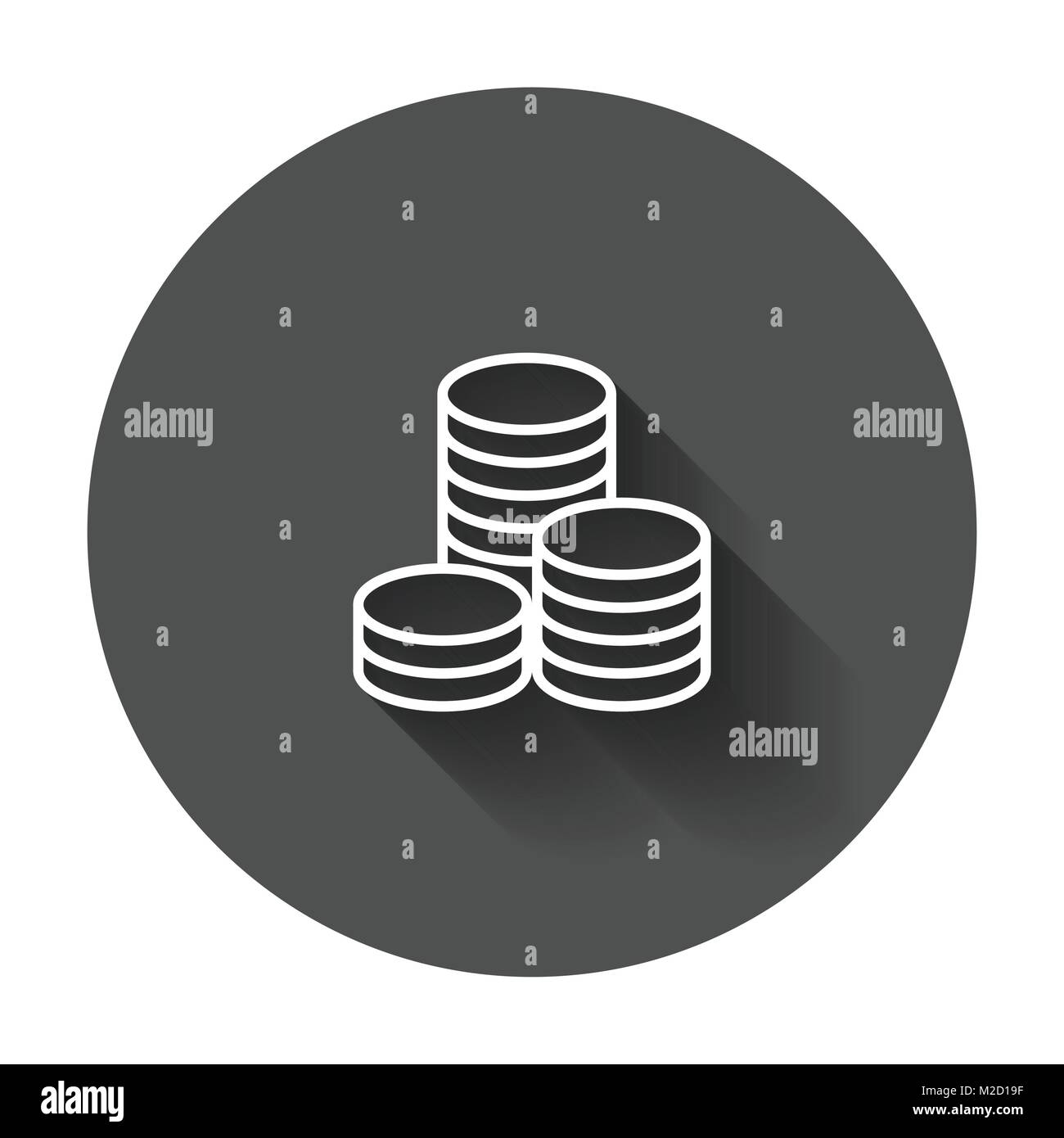 Coins stack vector illustration. Money stacked coins icon with long ...