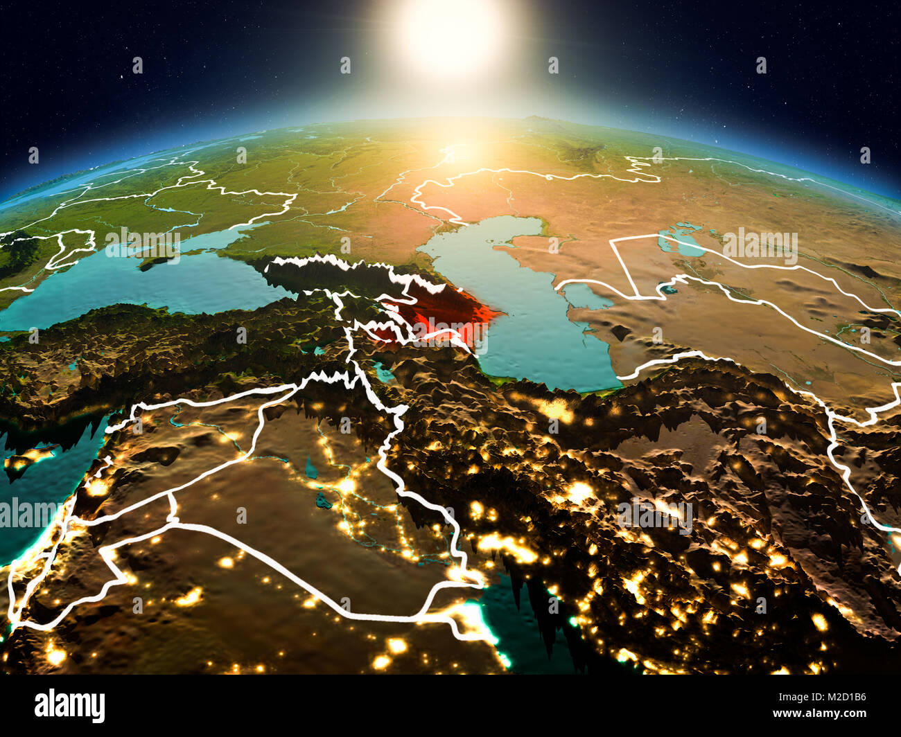 Realistic 3d map azerbaijan hi-res stock photography and images - Alamy