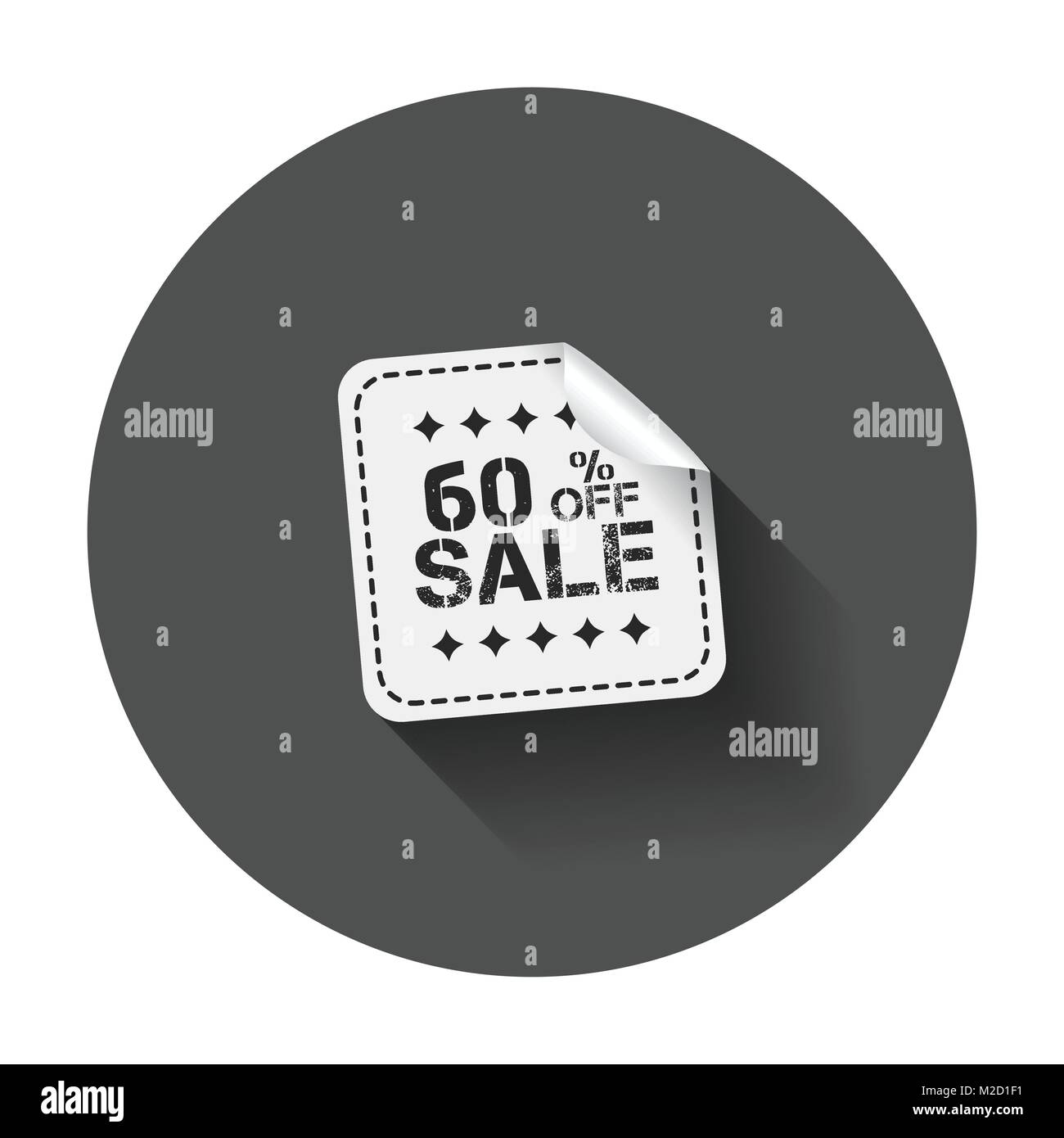 Sale stickers 60% percent off. Vector illustration with long shadow ...