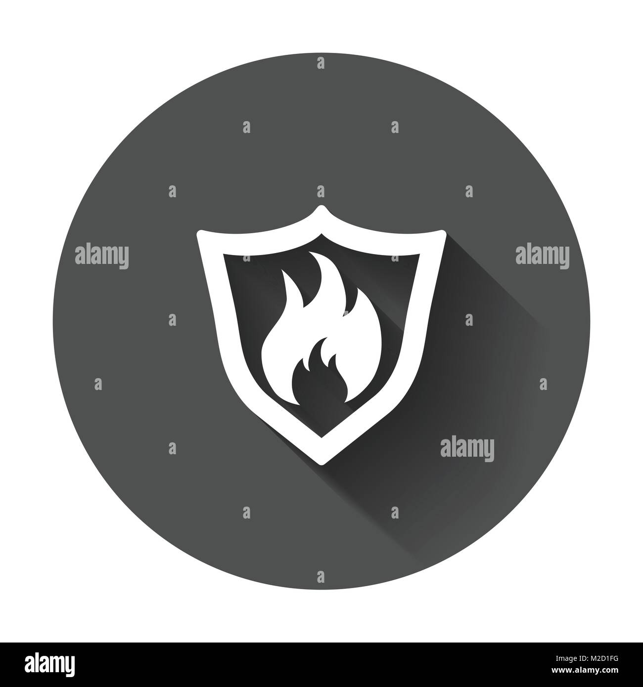 Fire warning sign shield. Fire flame vector illustration with long ...