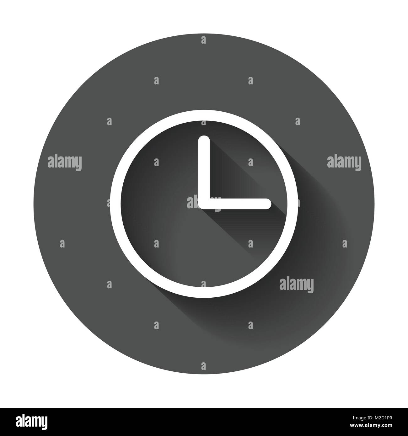 Clock icon illustration. Flat vector clock pictogram with long shadow ...